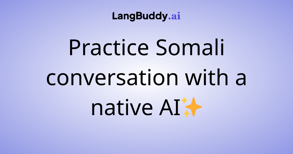 Practice Somali conversation with a native AI
